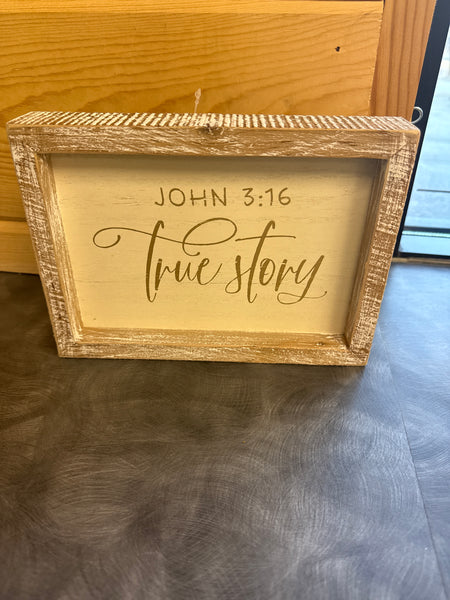 6"x9" Wood Framed True Story Sign – Bismarck | Real Deals